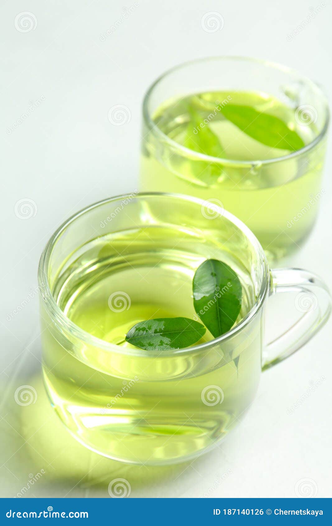 Cups of Aromatic Green Tea on Table Stock Photo - Image of japanese ...