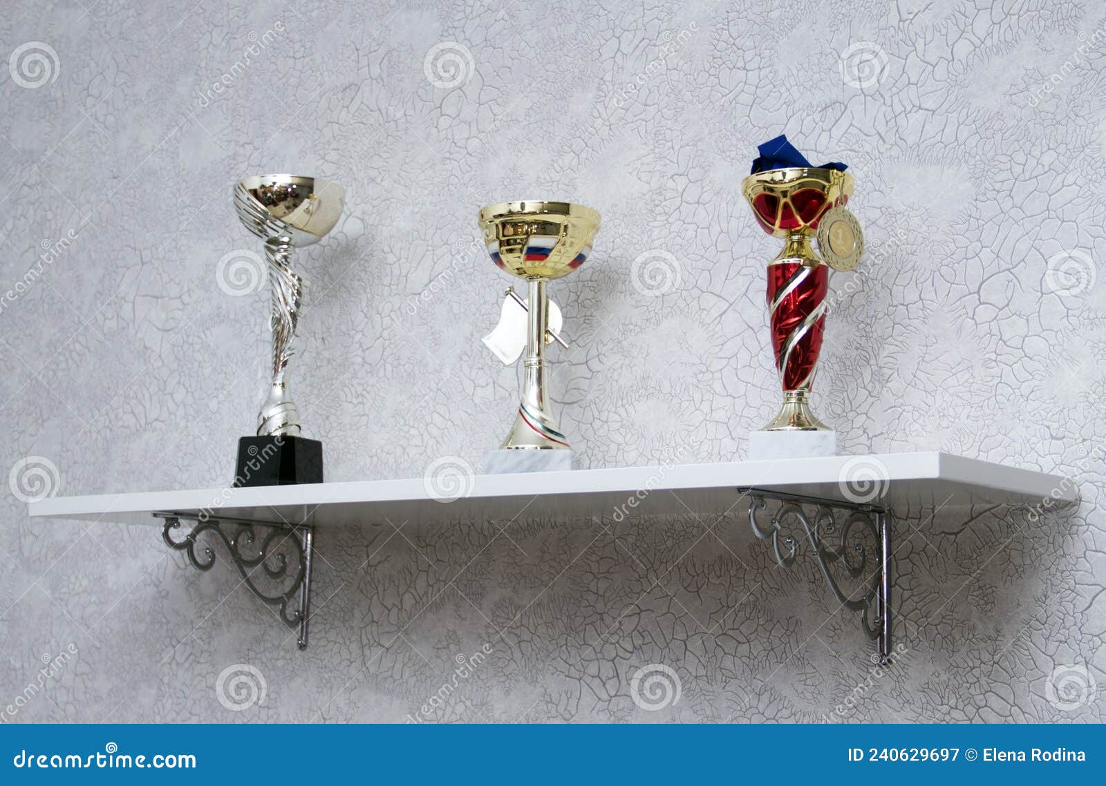 Cups and Awards on the Shelf. the Prize is a Trophy for the Winner of ...