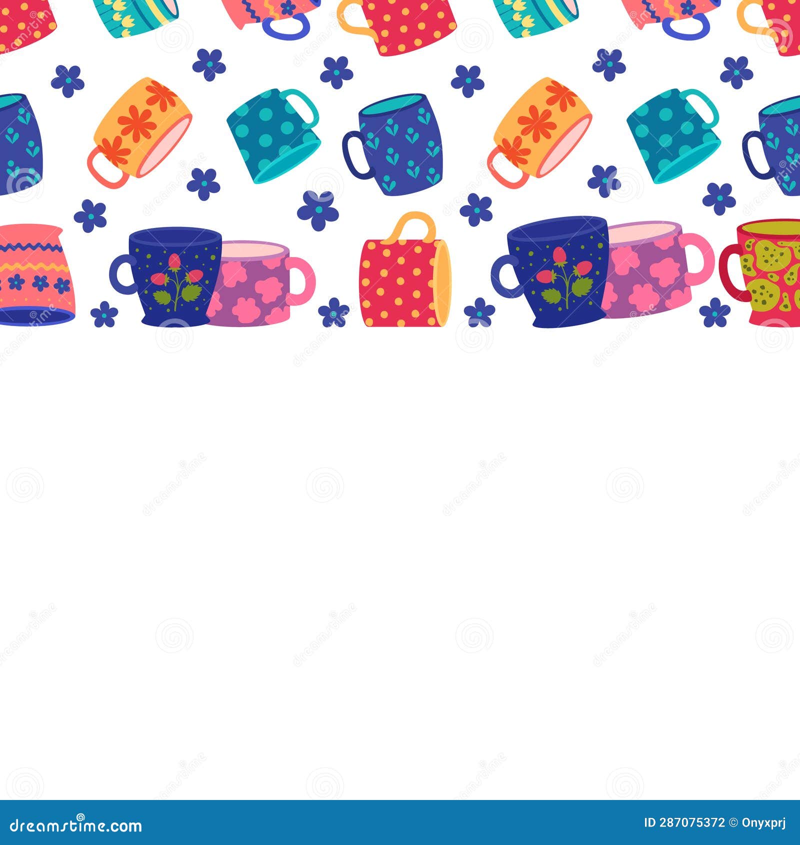 Cups Background. Decorated Cups Template with Place for Personal Text ...