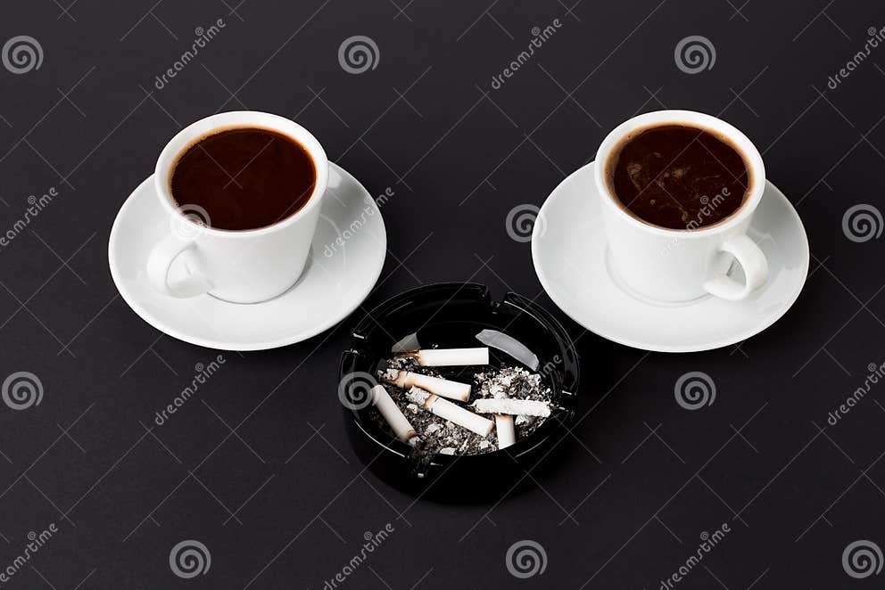 Cups of Coffee with Ashtray Stock Image - Image of macro, quit: 61405423