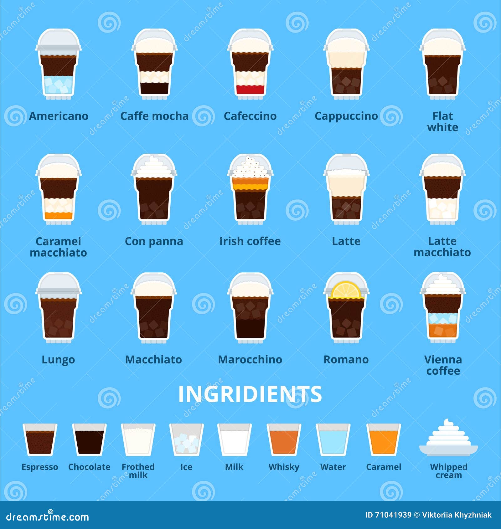 Cups of coffee with ice stock vector. Illustration of heat - 71041939