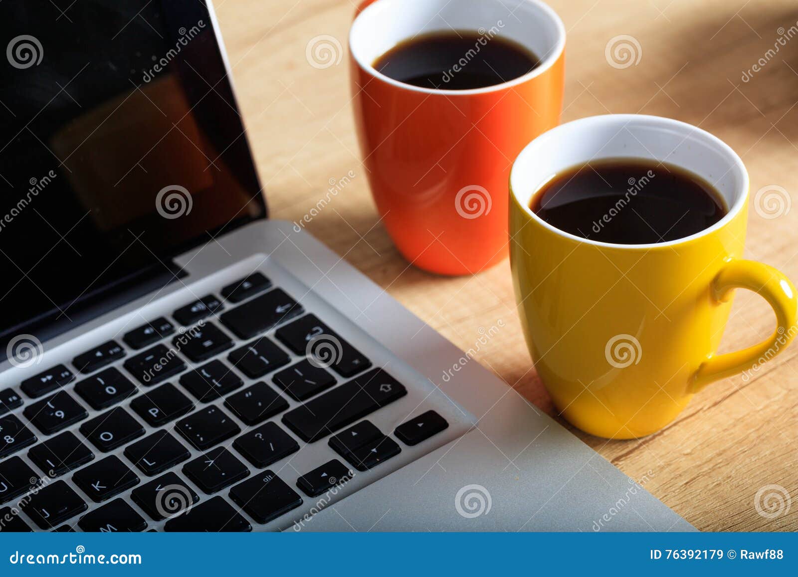 Cups of Coffee and a Laptop Stock Image - Image of computer, concept ...