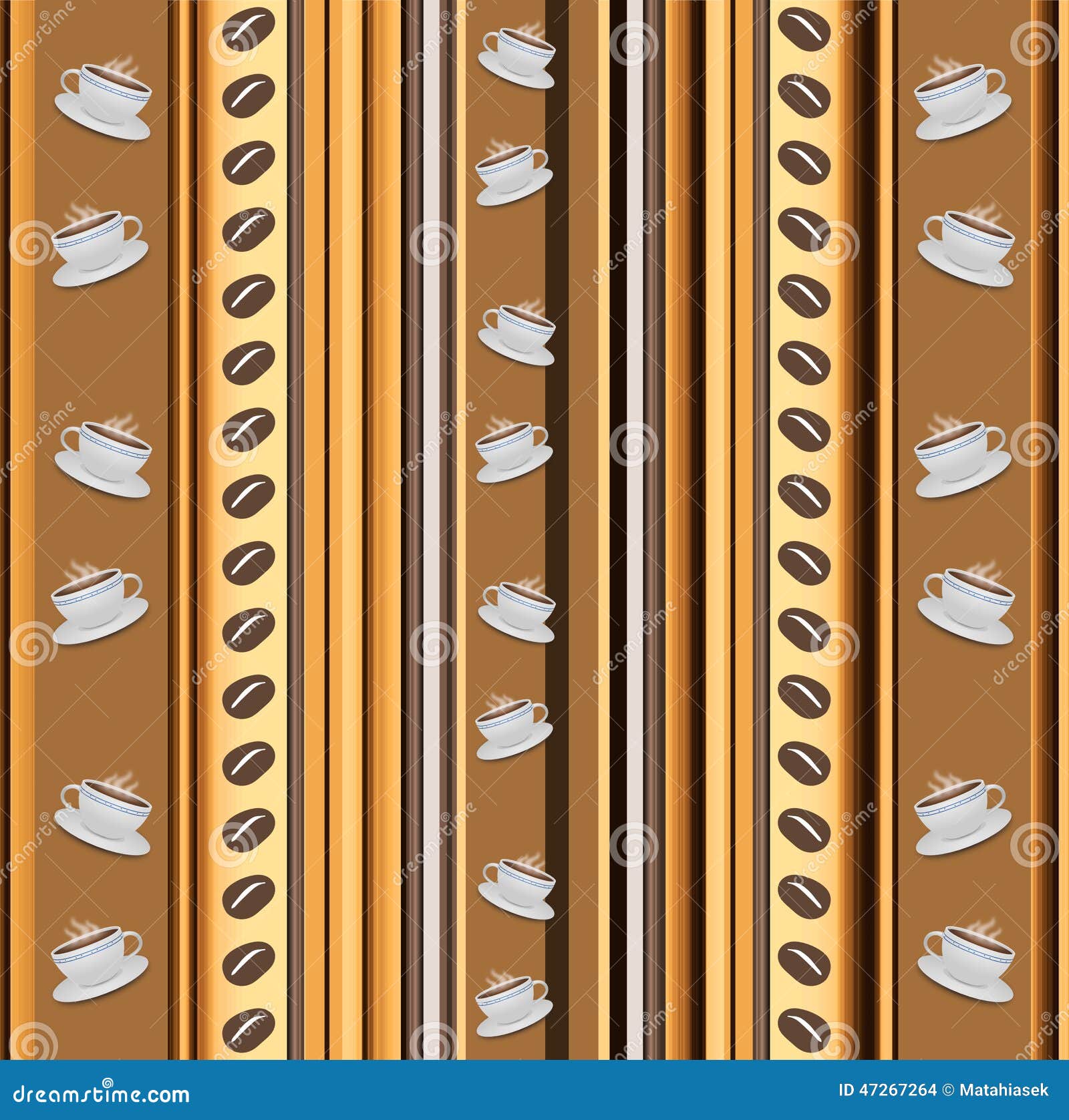 Cups of Coffee Vertical Stripy Background with Coffee Beans Stock ...