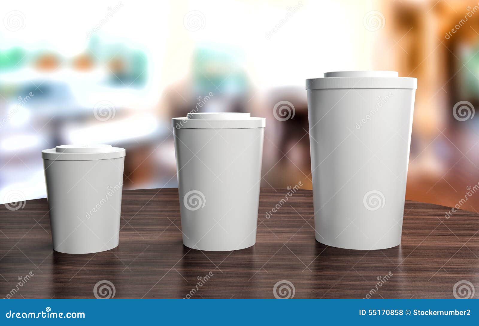 Cups of Different Sizes on Cafe Table Stock Illustration - Illustration ...