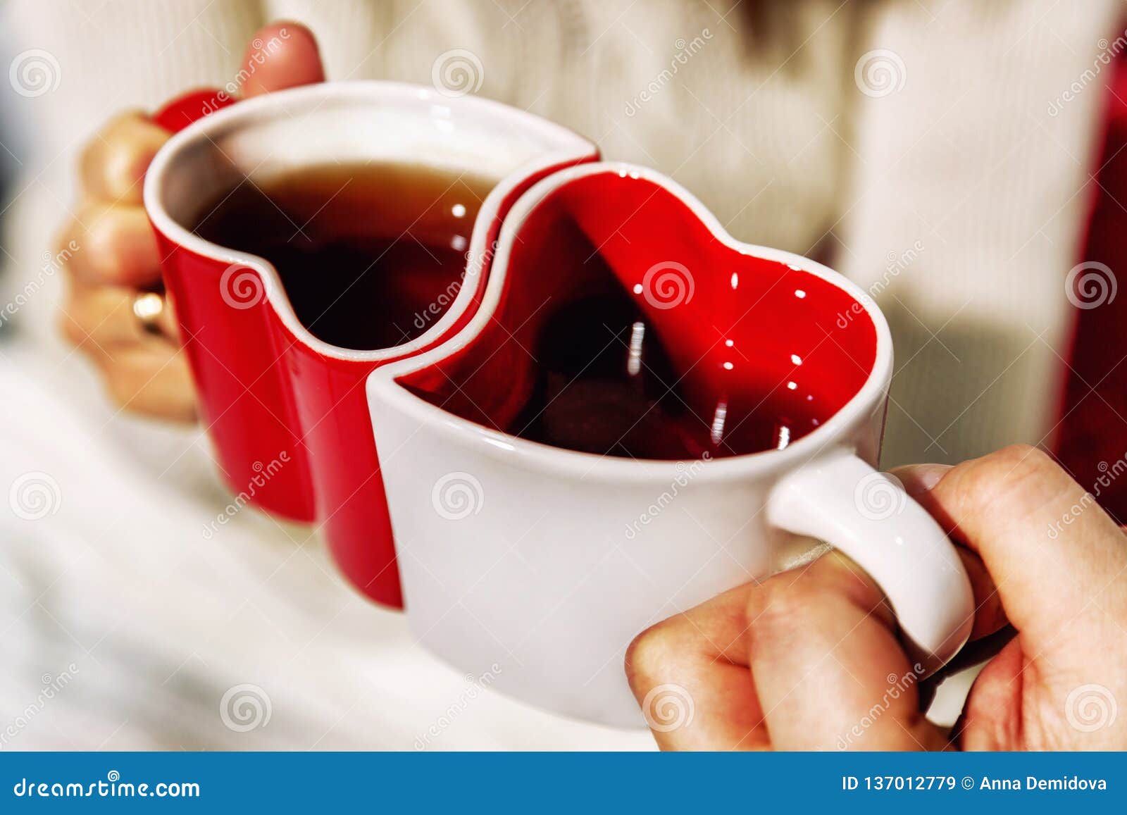Cups in the Form of Hearts in the Hands of a Man and a Woman Stock ...