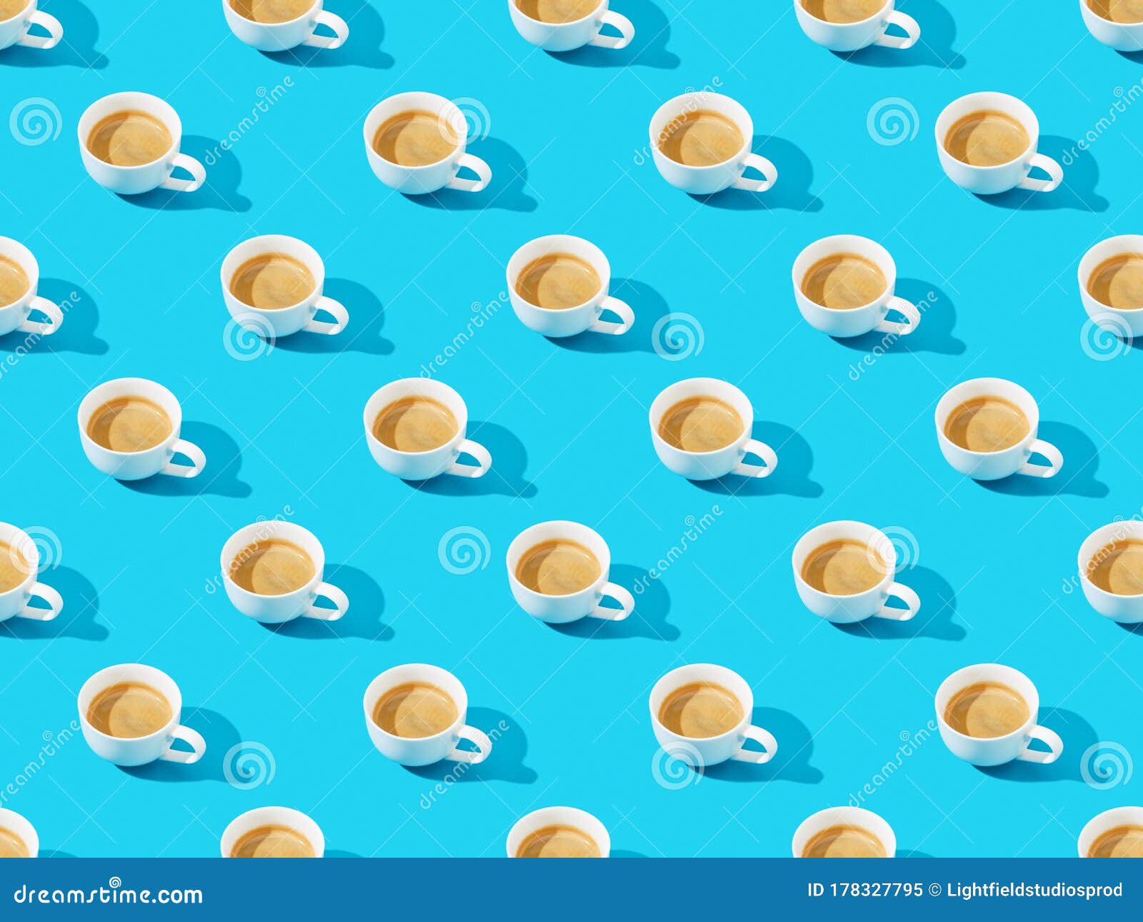 Cups of Fresh Coffee on Blue Stock Illustration - Illustration of blue ...
