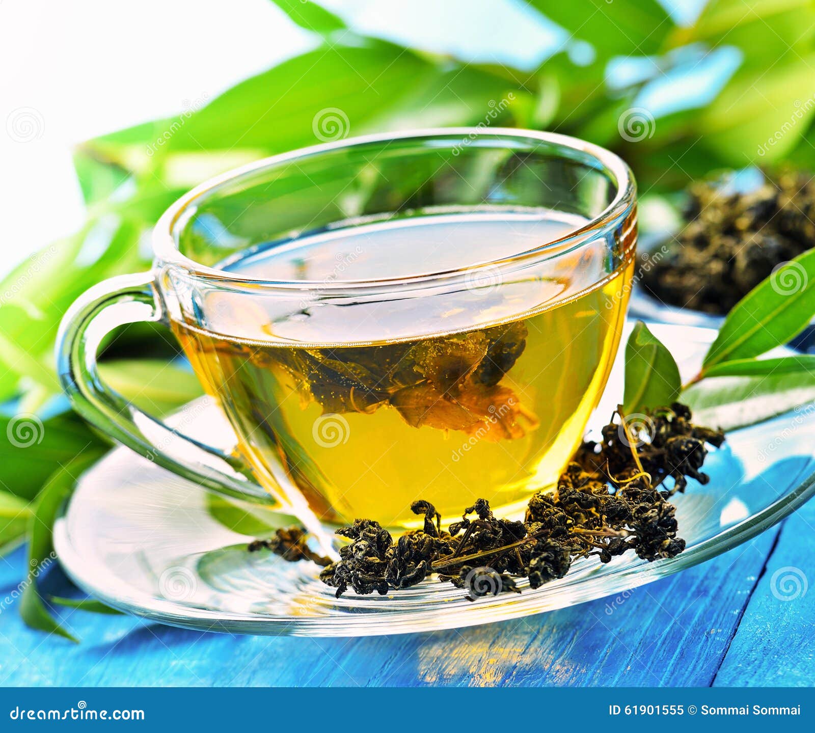 Cups of green tea on table stock image. Image of healthy - 61901555