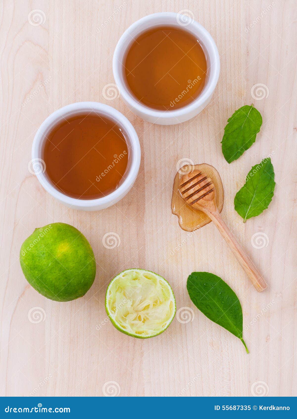 Cups of Herbal Tea with Aromatic Herbal with Lemon , Lime Stock Image ...