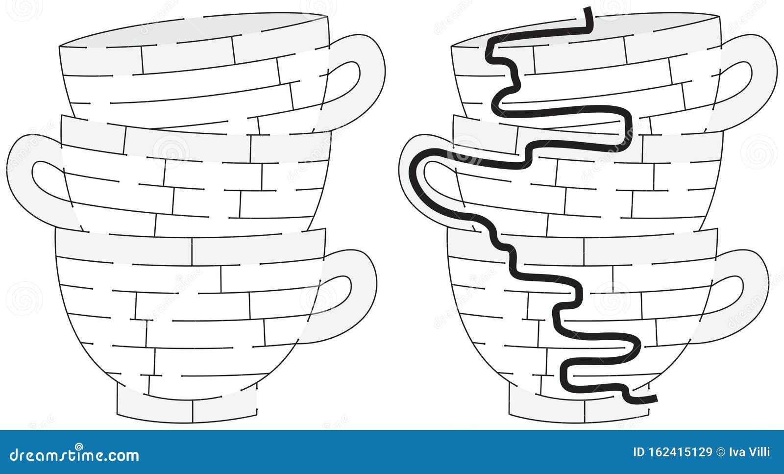 Cups maze stock vector. Illustration of white, black - 162415129