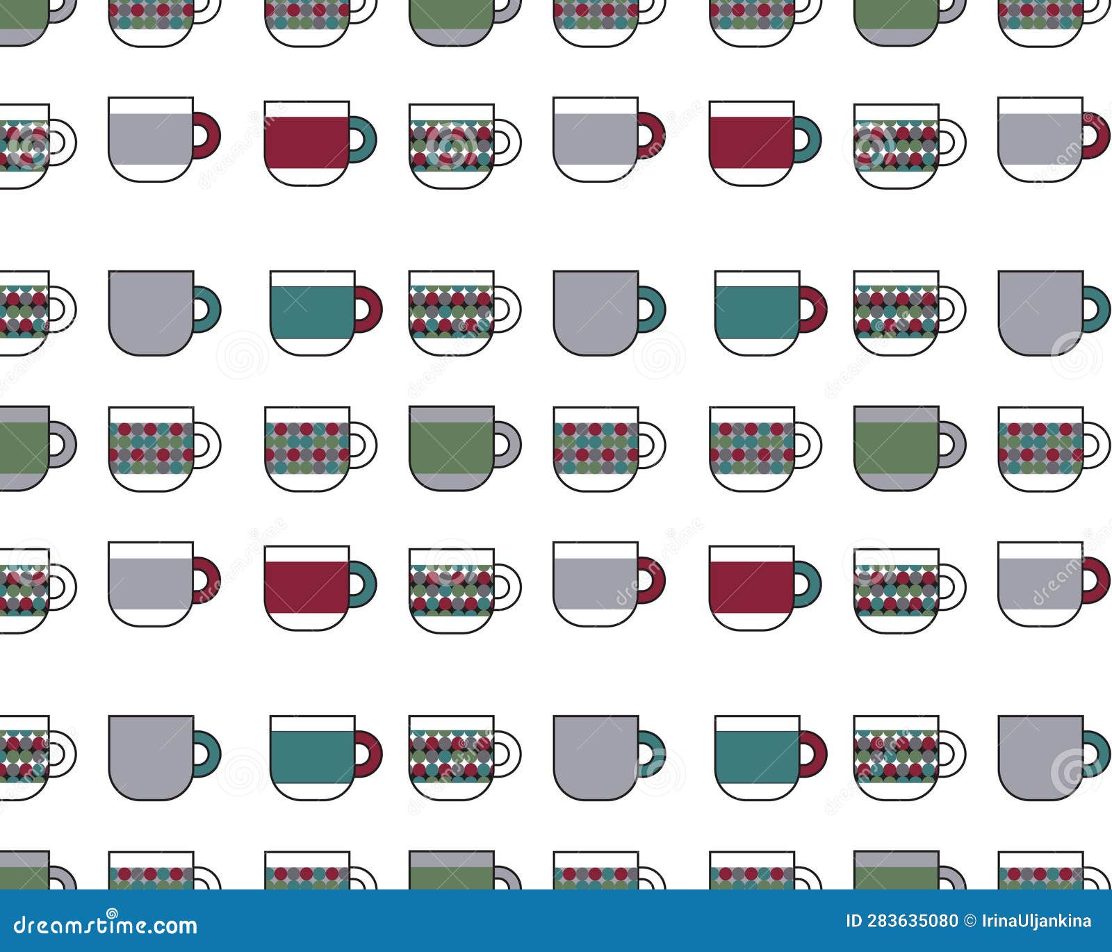 Cups of the Same Shape with Different Color Patterns. Stock Vector ...