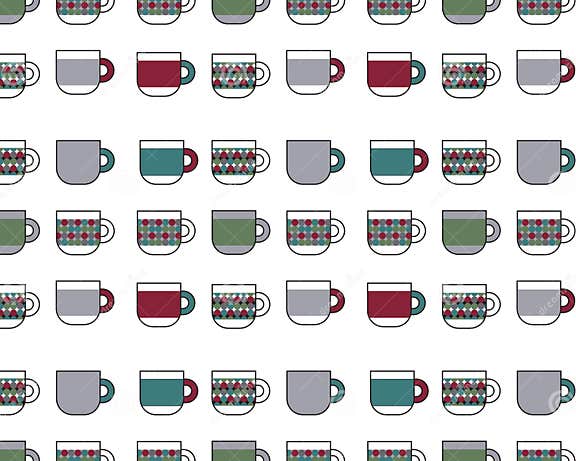 Cups of the Same Shape with Different Color Patterns. Stock Vector ...