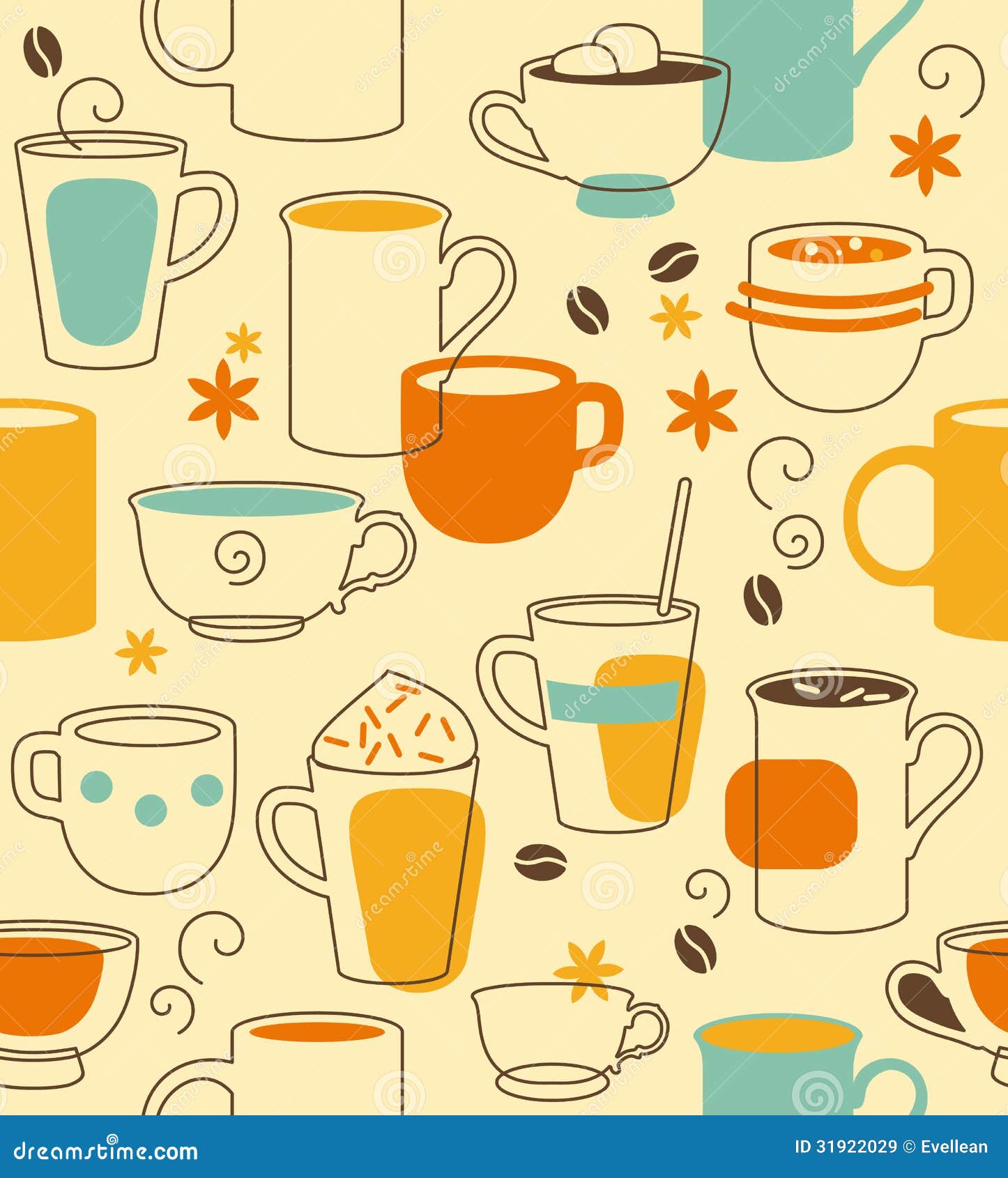 Cups Seamless stock vector. Illustration of line, repeat - 31922029