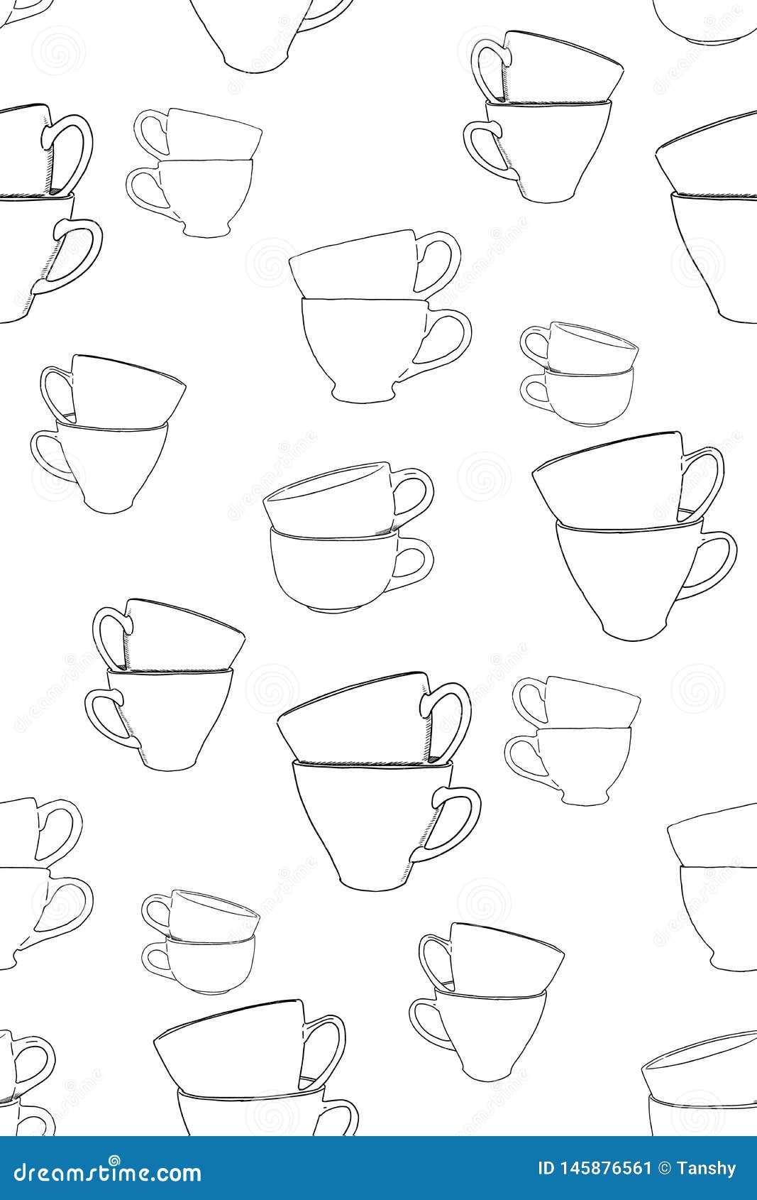 Cups, Seamless Texture Pattern Vector Drawing on Blackboard Stock ...