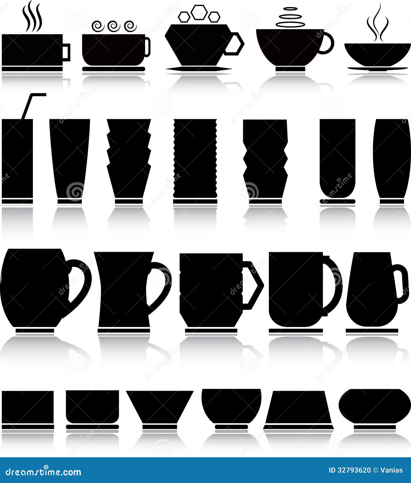 Cups set stock vector. Illustration of glass, icon, vector - 32793620