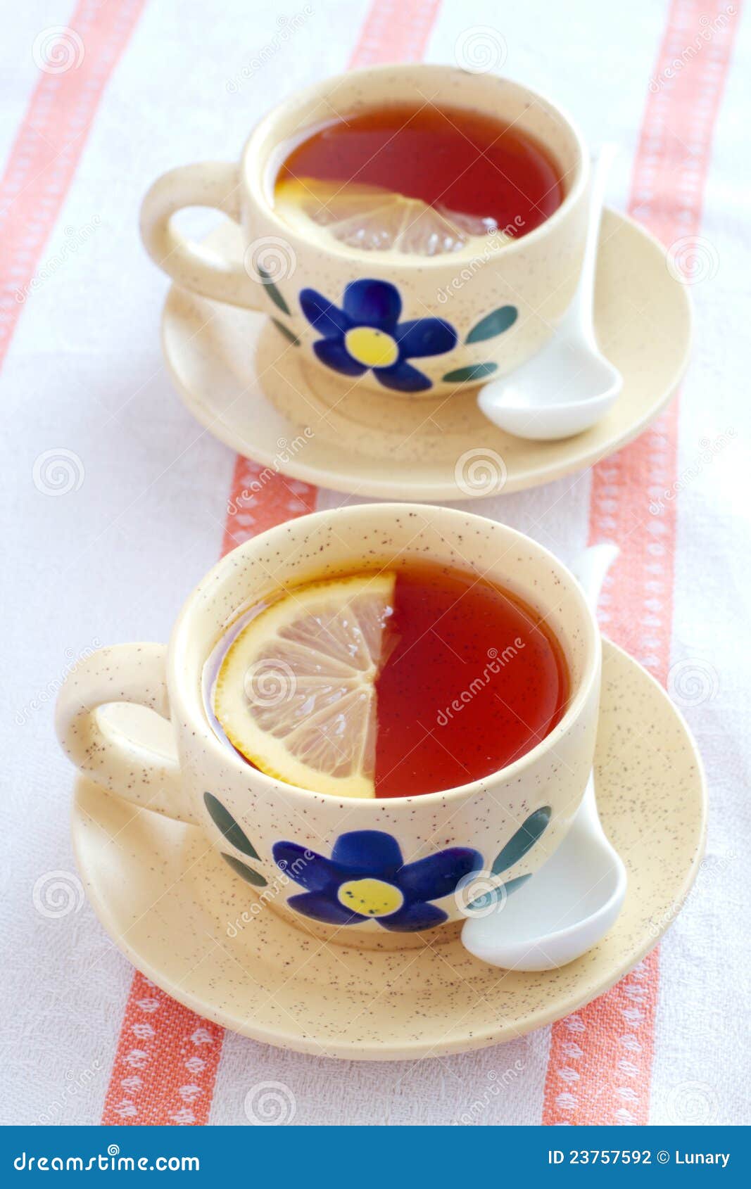 Cups of tea with lemon stock photo. Image of cafe, glass - 23757592