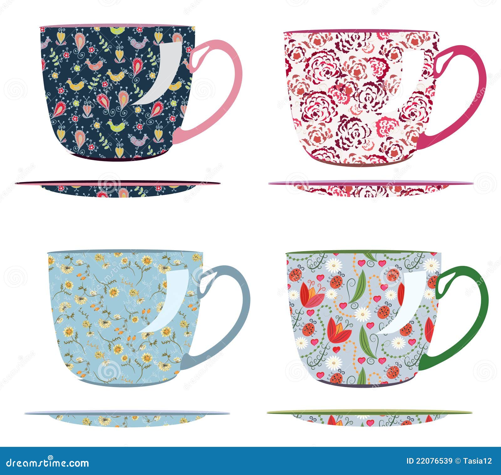 Cups for tea with patterns stock vector. Illustration of sauce - 22076539