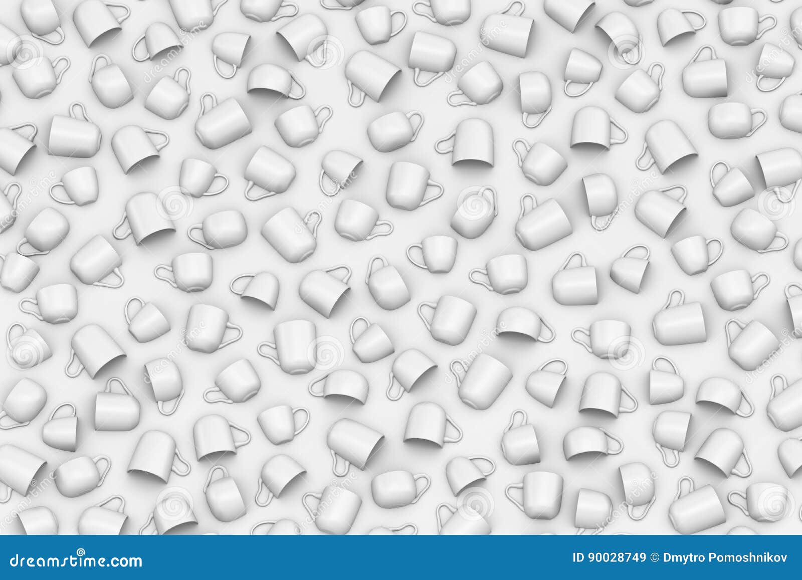 Cups Texture White Background in Grayscale 3D Illustration Stock ...