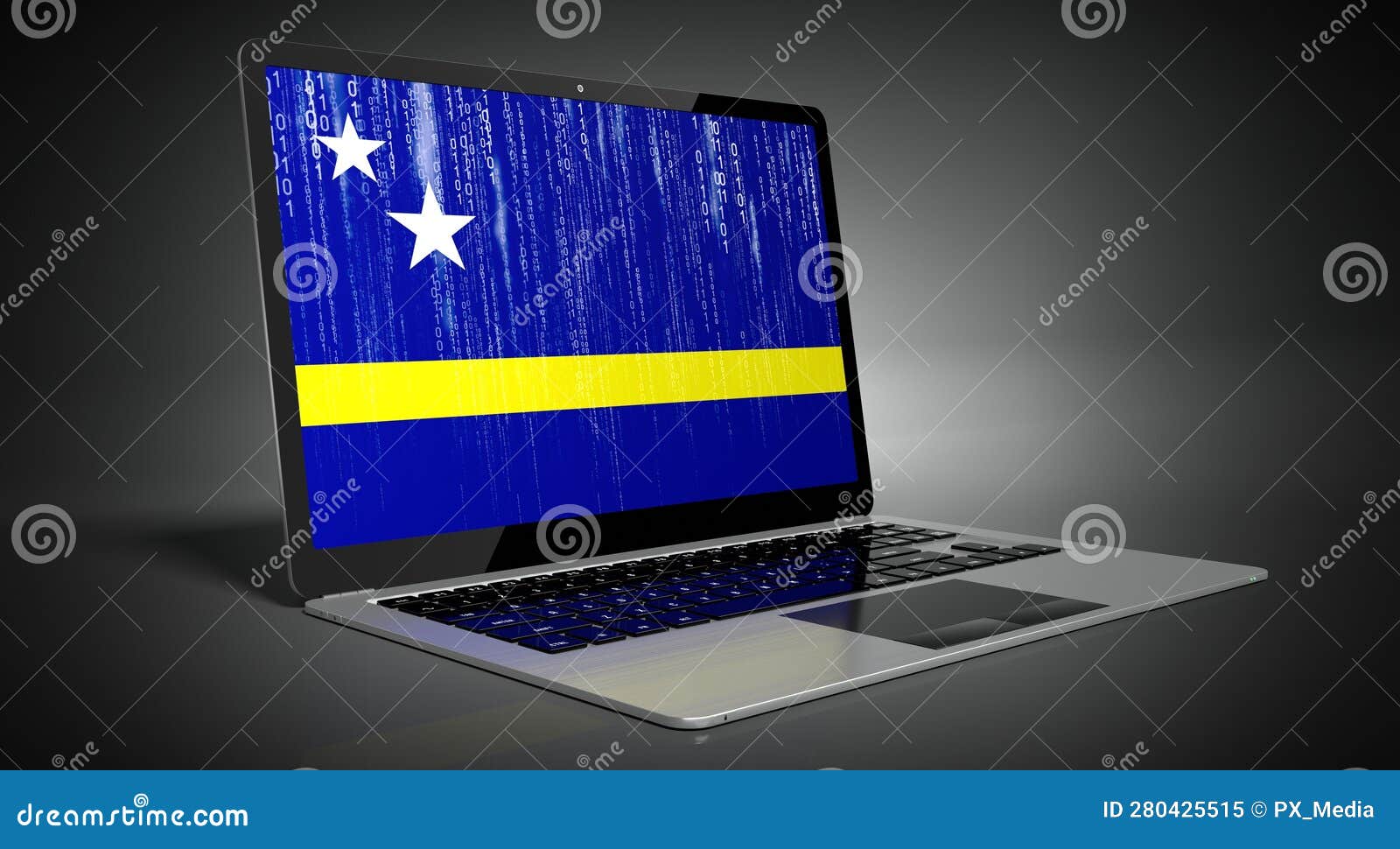 Curacao - Country Flag and Binary Code on Laptop Screen Stock ...