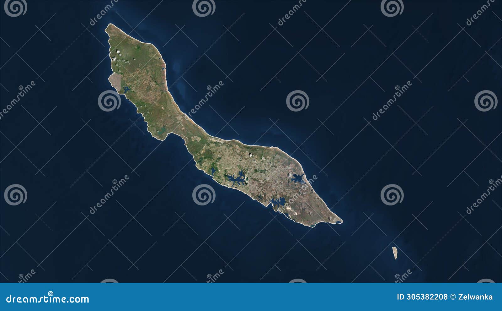 Curacao Outlined. Low-res Satellite Stock Illustration - Illustration ...