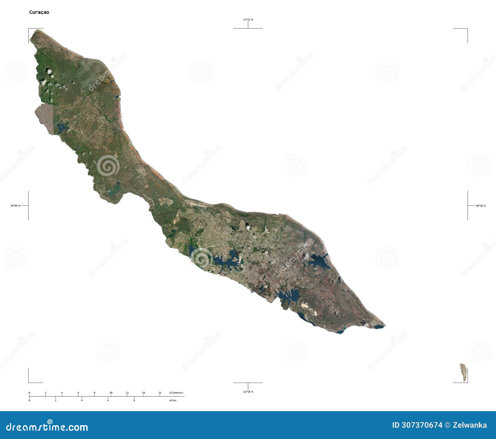 Curacao Shape on White. High-res Satellite Stock Illustration ...