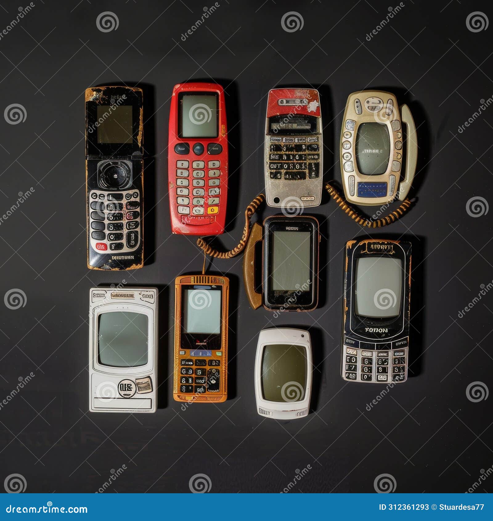 Vintage Mobile Phones Collection Stock Image - Image of history ...