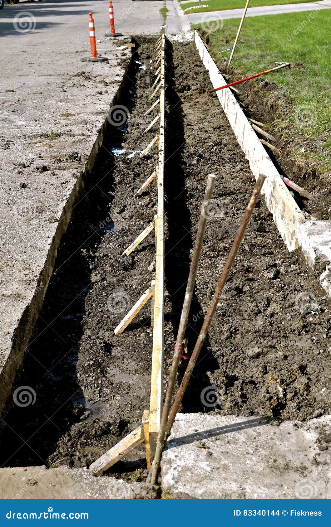 Curb Construction Project As Forms are Built Stock Photo - Image of ...