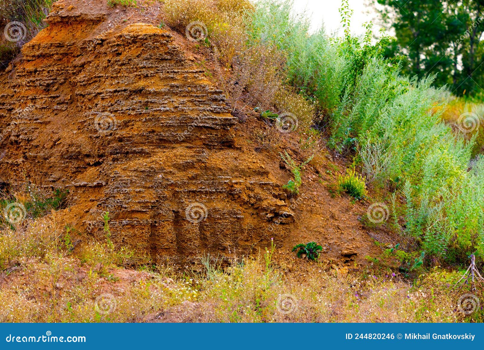 The Curb Erosion from Storms. To Indicate the Layers of Soil and Rock ...