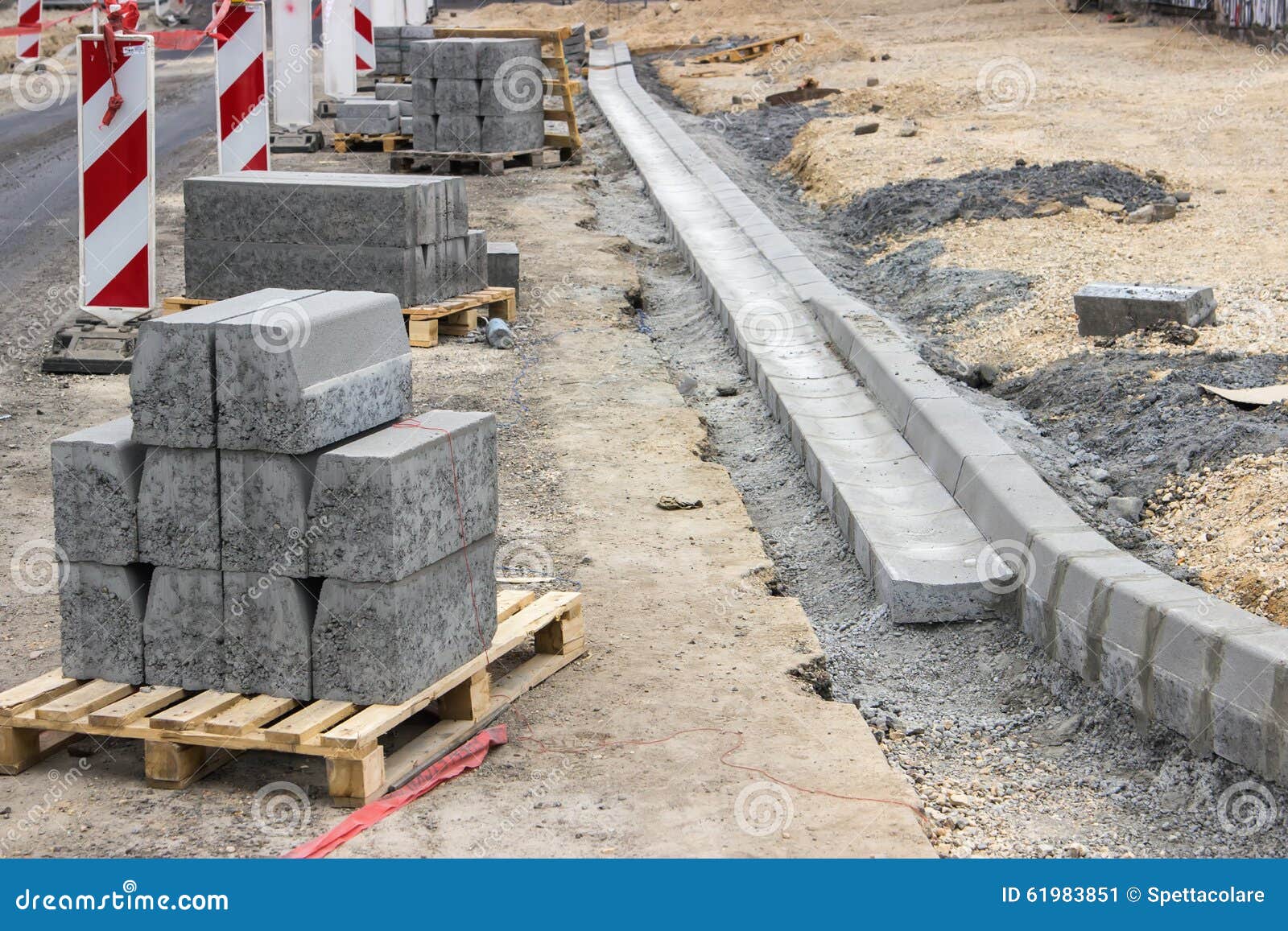 Curb and Gutter Installation in Progress Stock Image - Image of ...