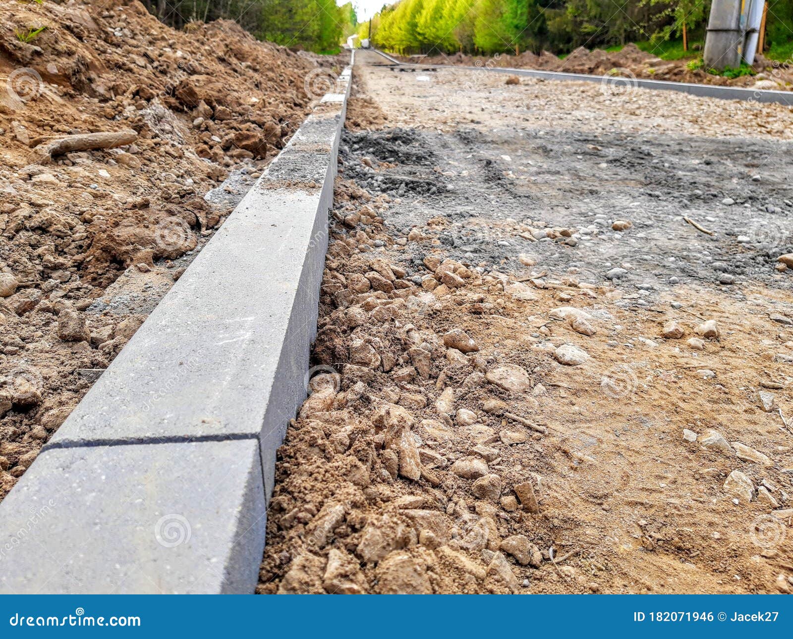 Curb - road construction stock photo. Image of city - 182071946
