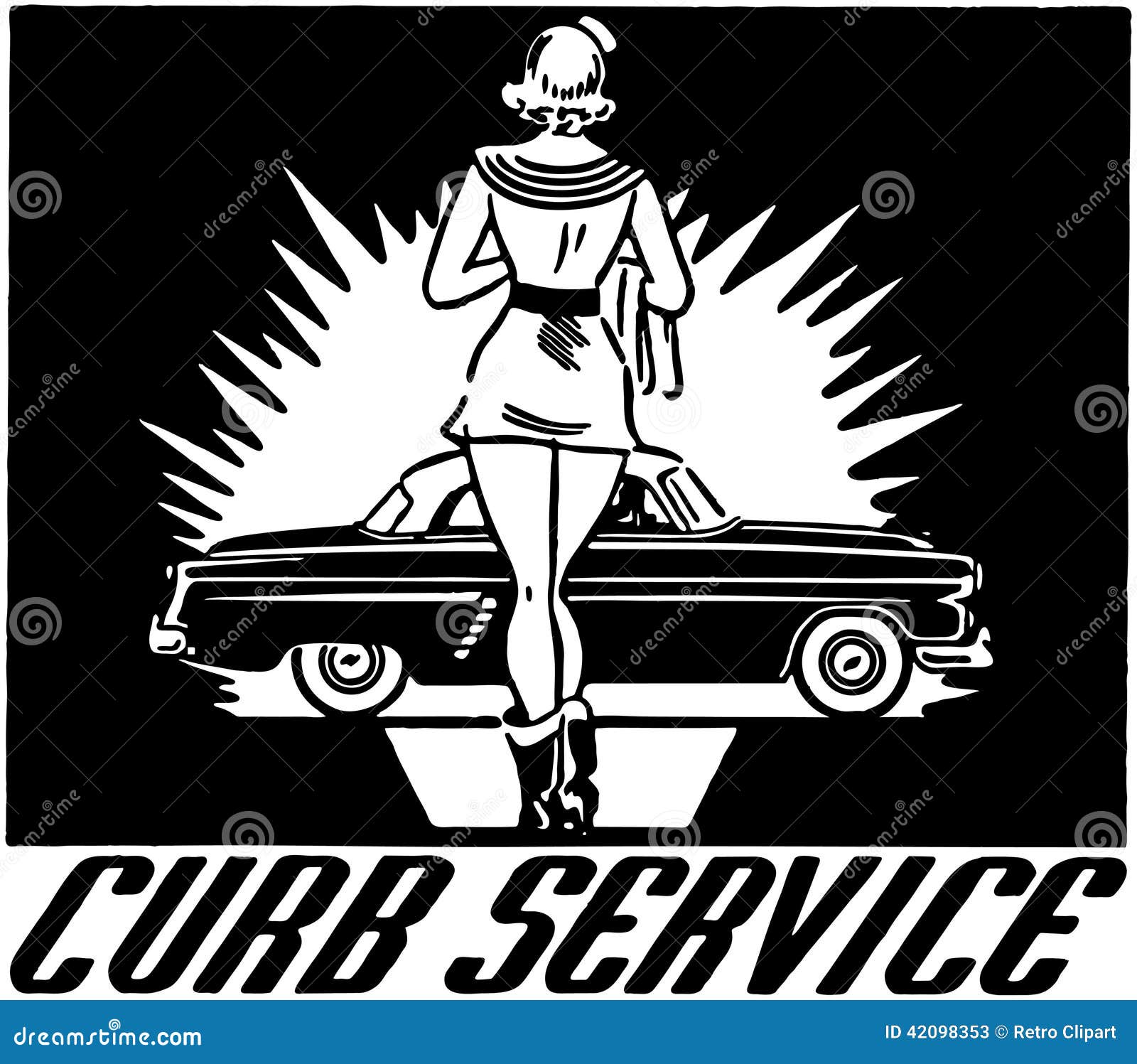 Curb Service stock vector. Illustration of clipart, americana - 42098353
