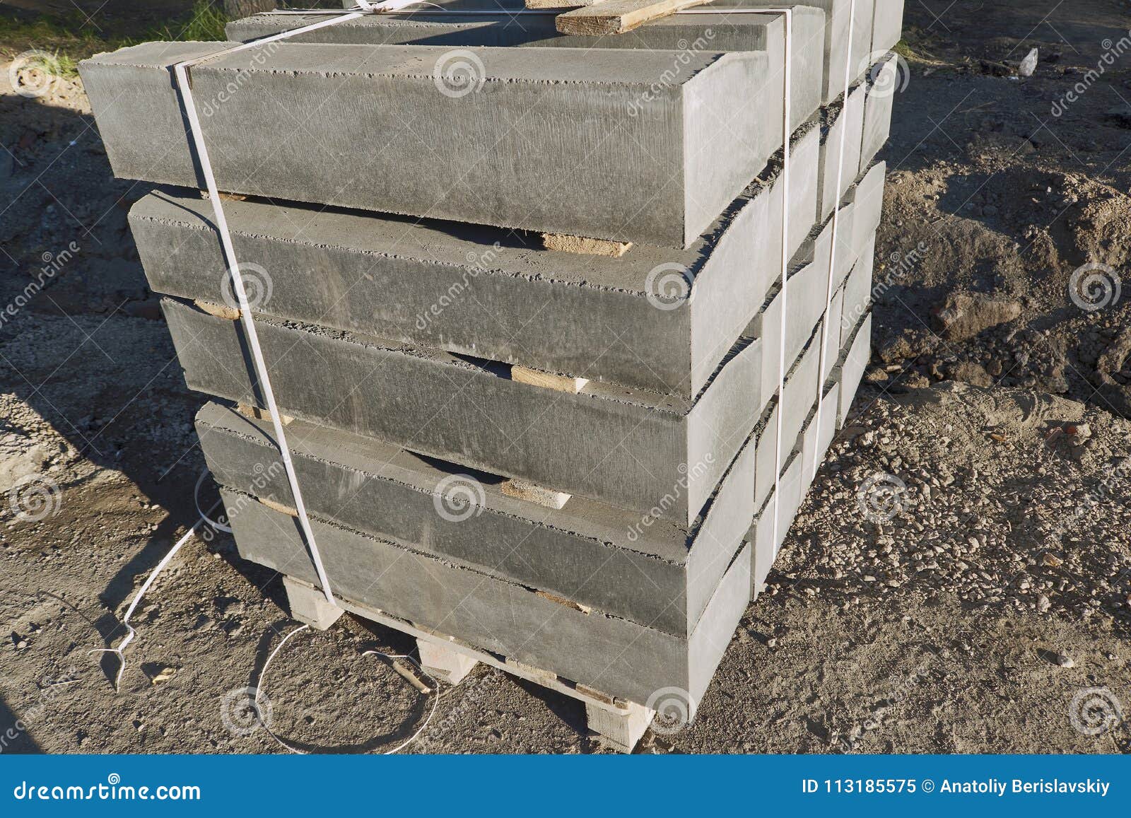 Curb Stone on Construction Site Stock Image - Image of kerb, pile ...
