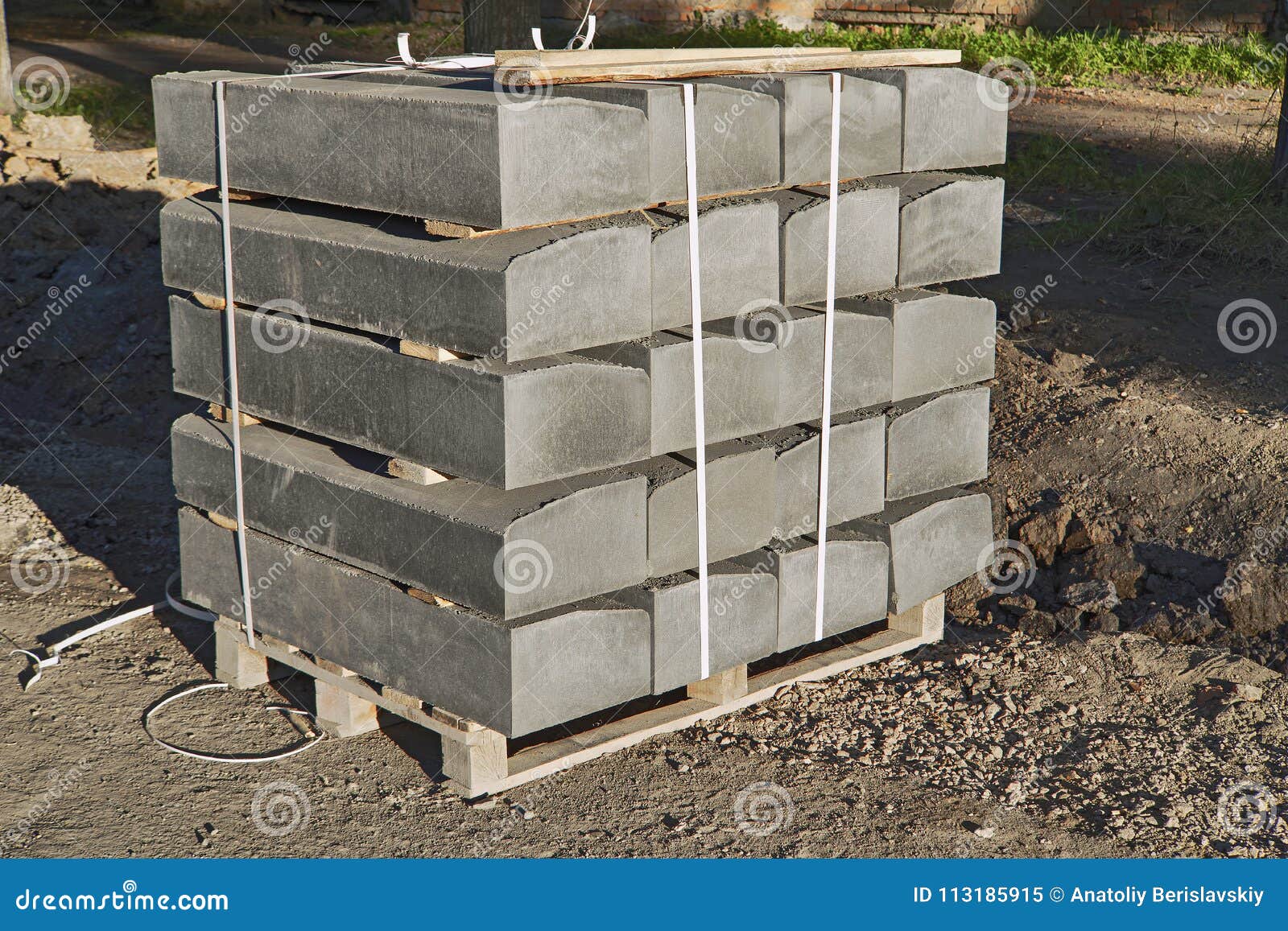 Curb Stone on Construction Site Stock Image - Image of industry, grey ...