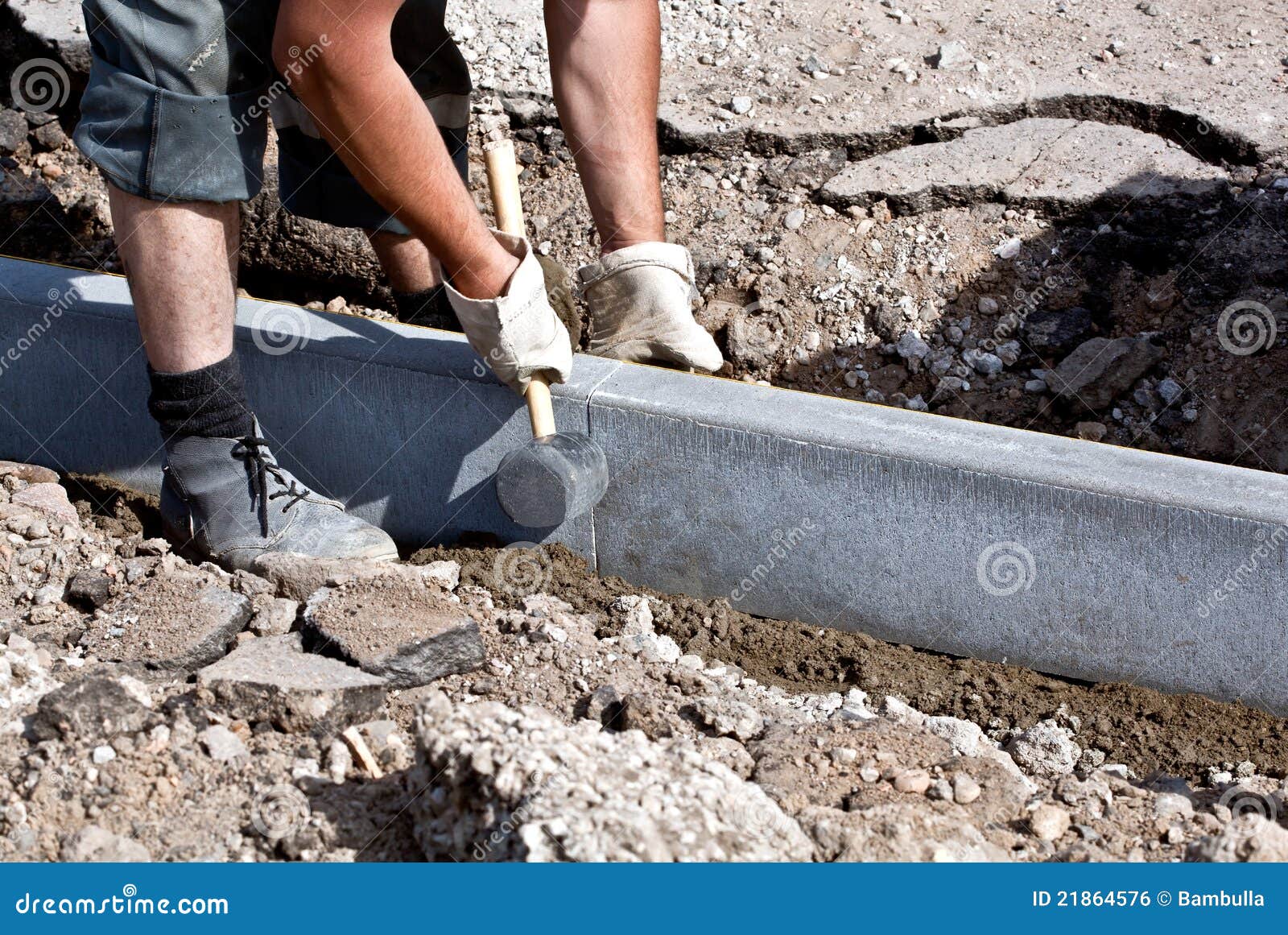 Curbs installation stock photo. Image of laborer, site - 21864576