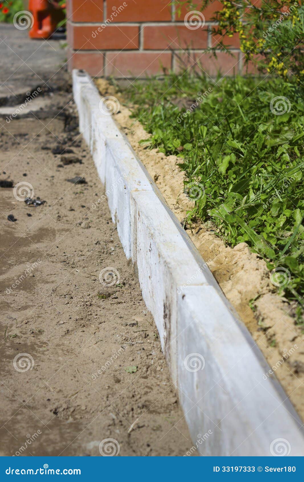 Curbs Used in the Repair of Footpath Stock Image - Image of material ...