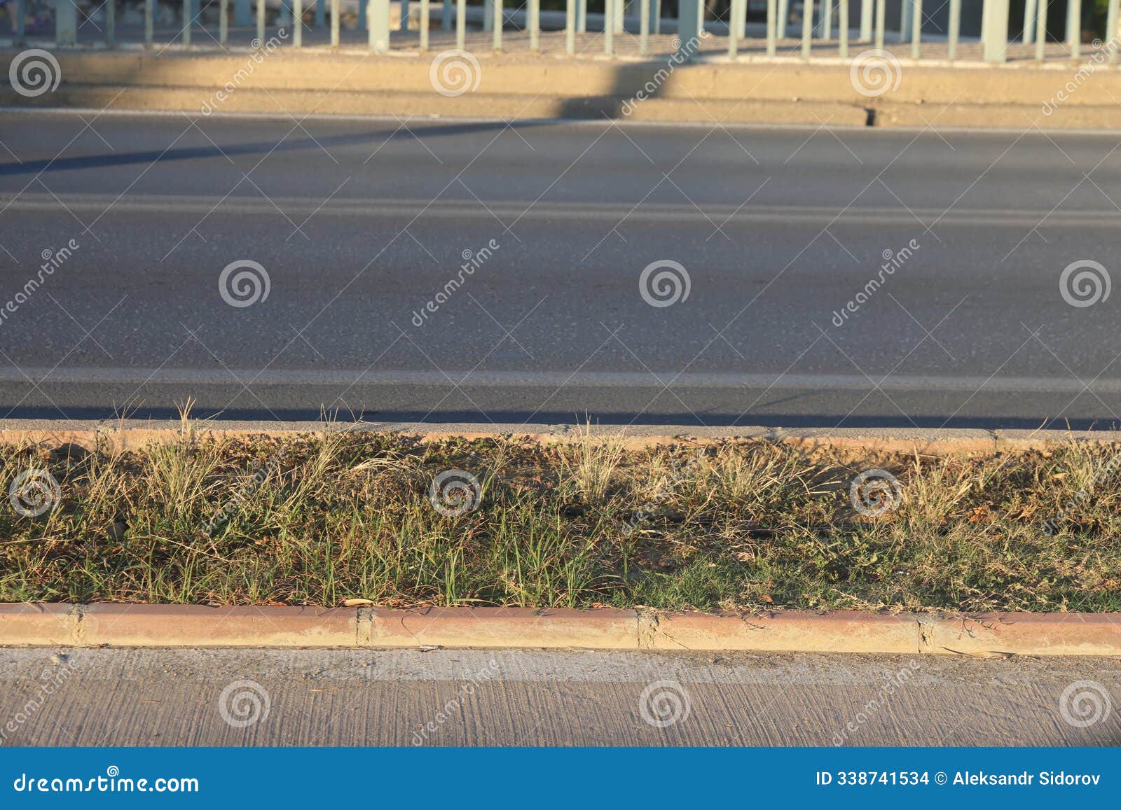 Curbstone and Highway, Roadway and White Road Markings, 2 Stock Photo ...