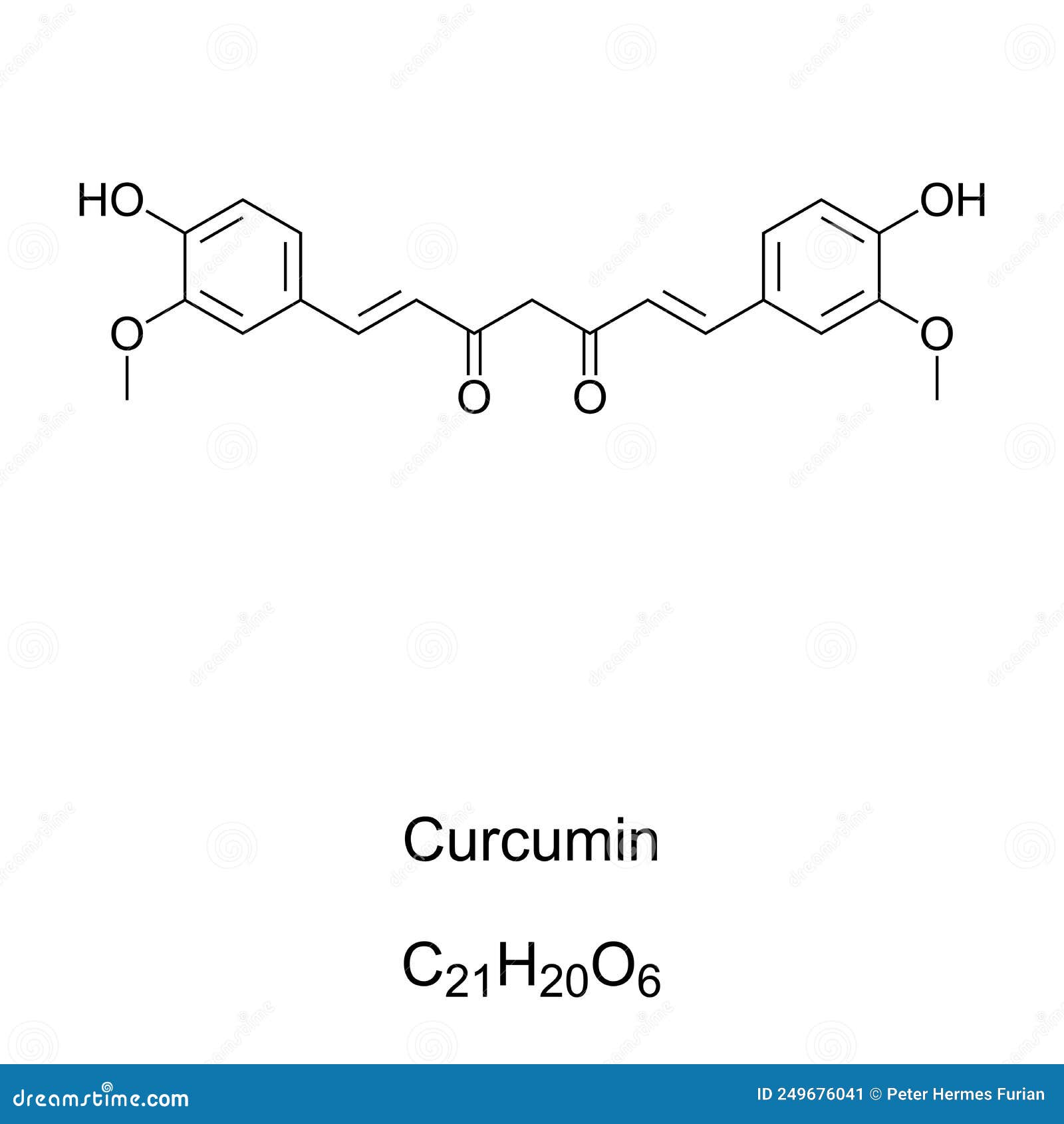 Curcumin, E 100, Chemical Formula and Skeletal Structure Stock Vector ...