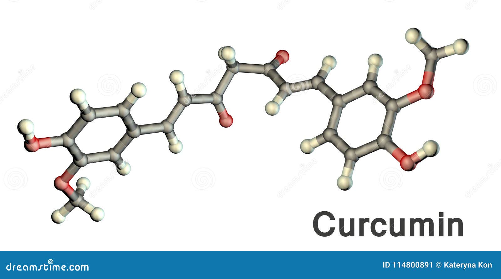 Curcumin Molecule, a Yellow-orange Dye Obtained from Tumeric Stock ...