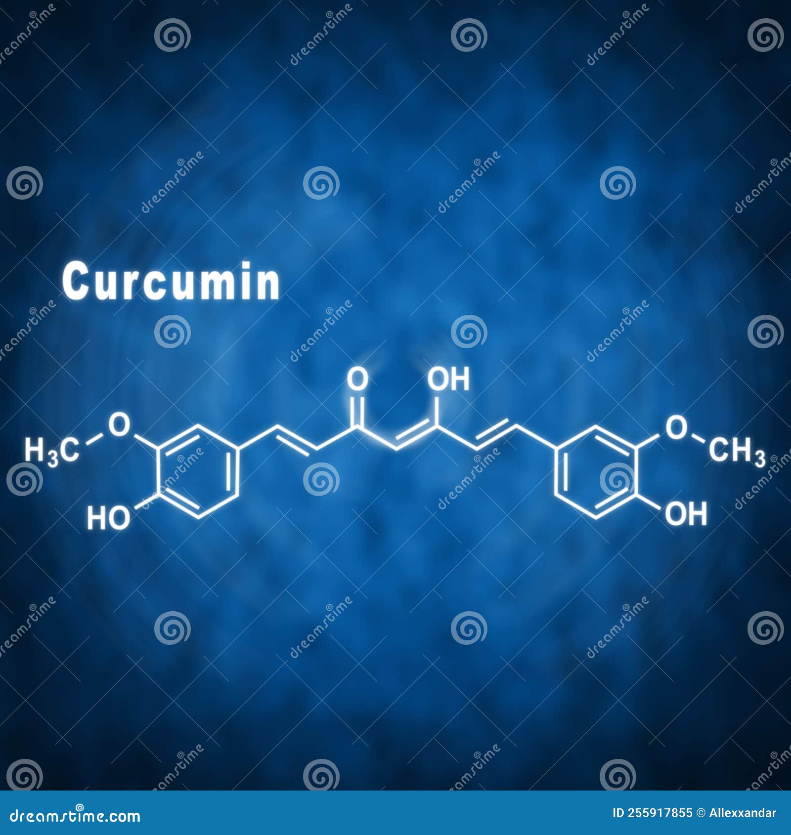 Curcumin Turmeric Spice, Structural Chemical Formula Stock Illustration ...