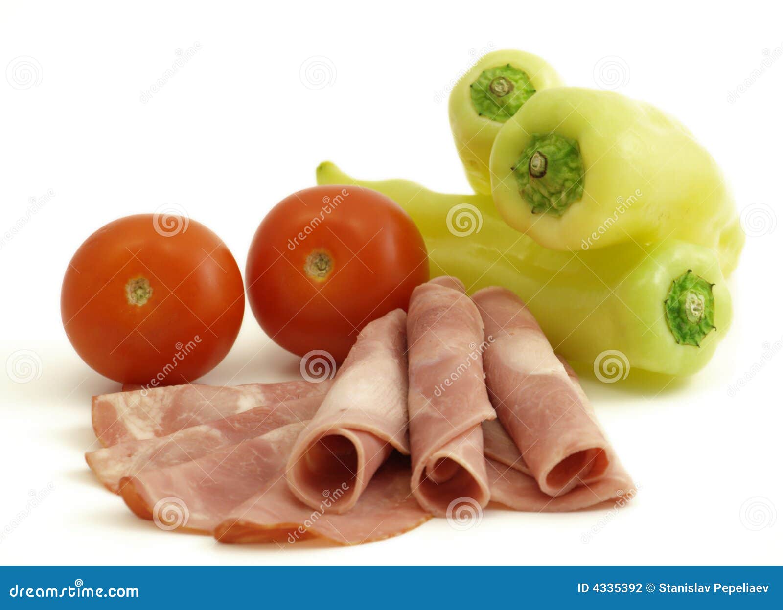 Cured meat with vegetables stock photo. Image of smoked - 4335392
