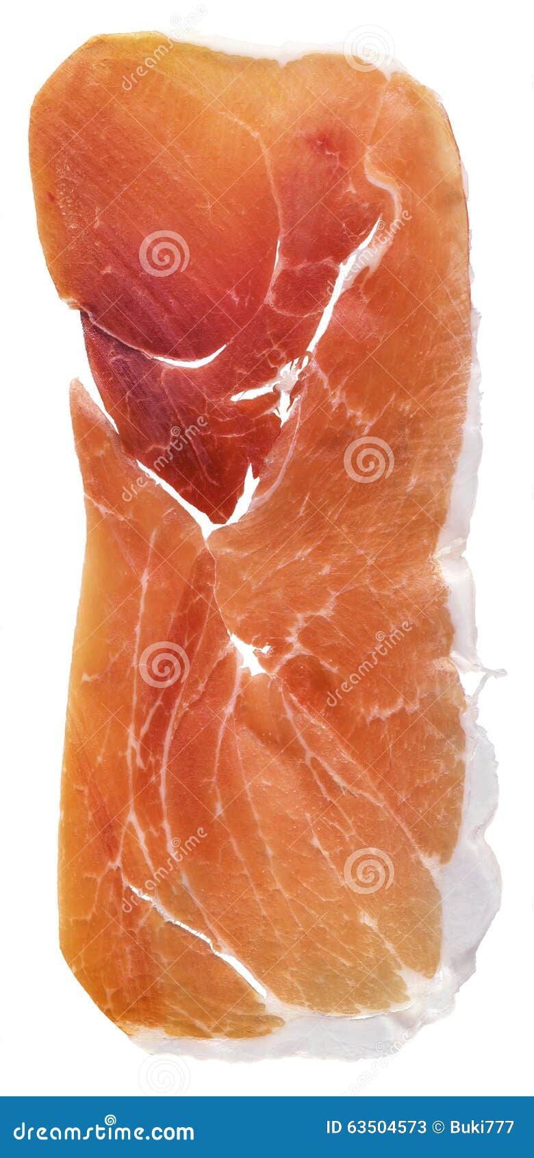 Cured Pork Ham Slice Isolated on White Background Stock Image - Image ...