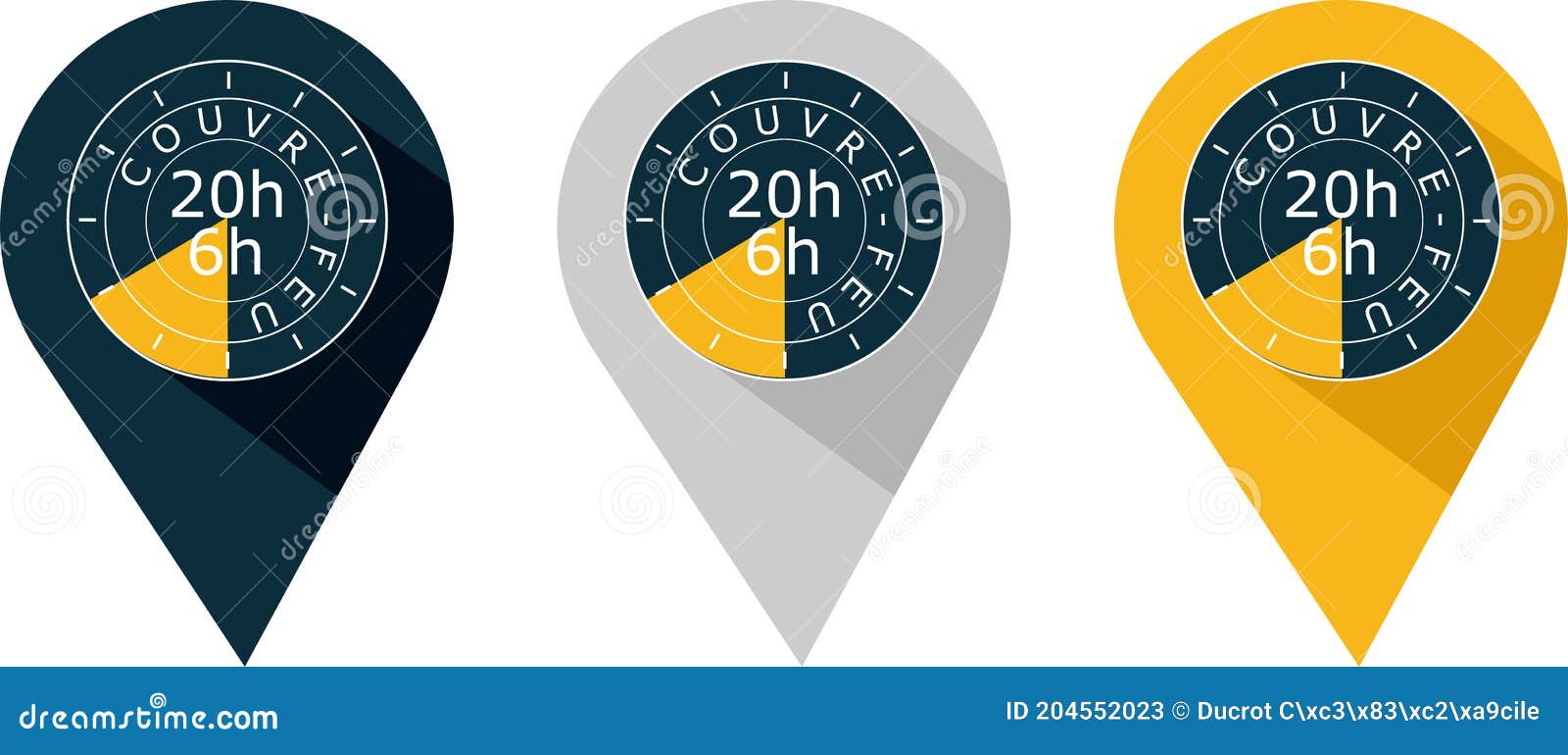 Curfew indication pin stock vector. Illustration of symbol - 204552023