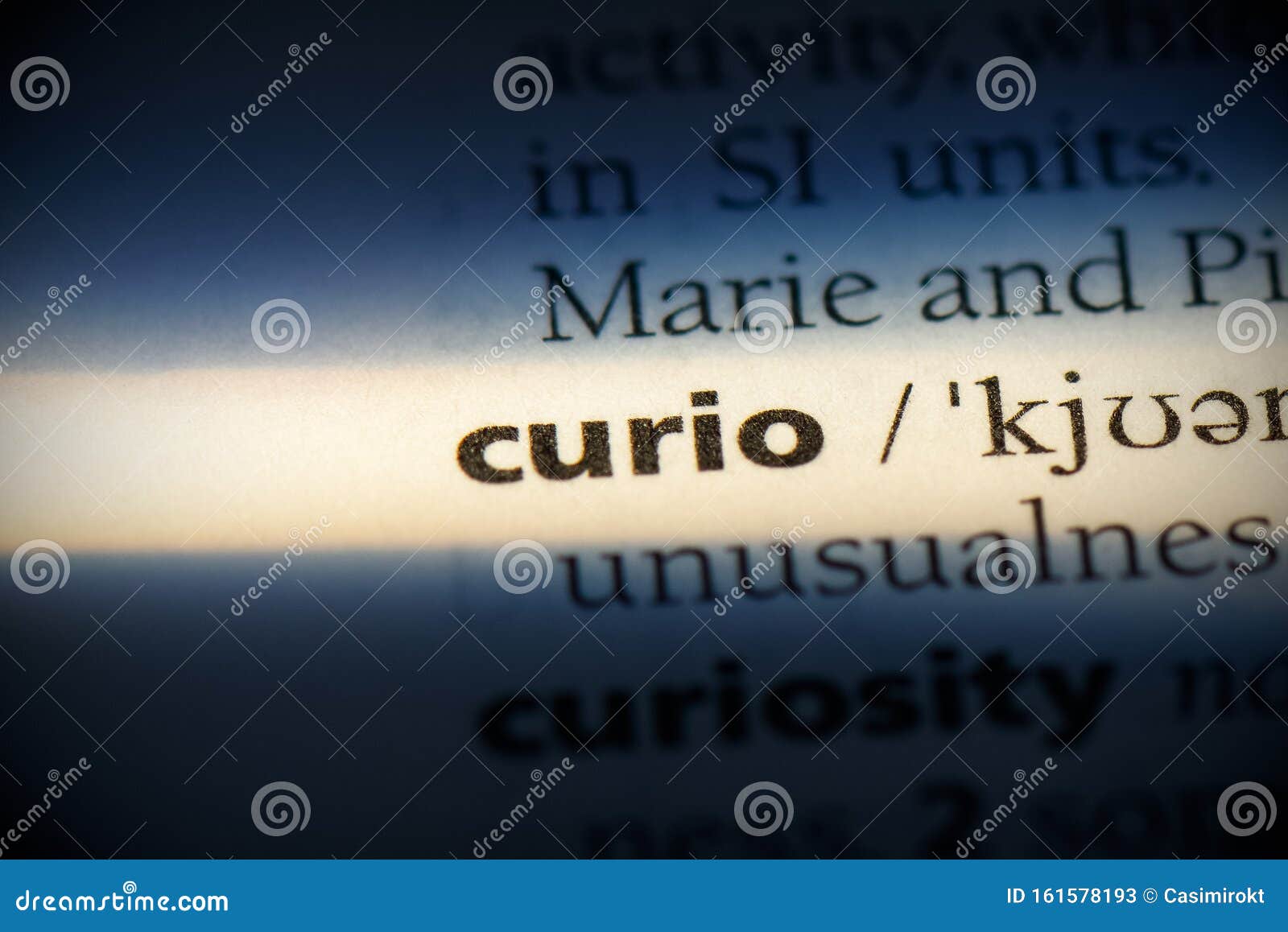 Curio stock image. Image of language, printed, definition - 161578193