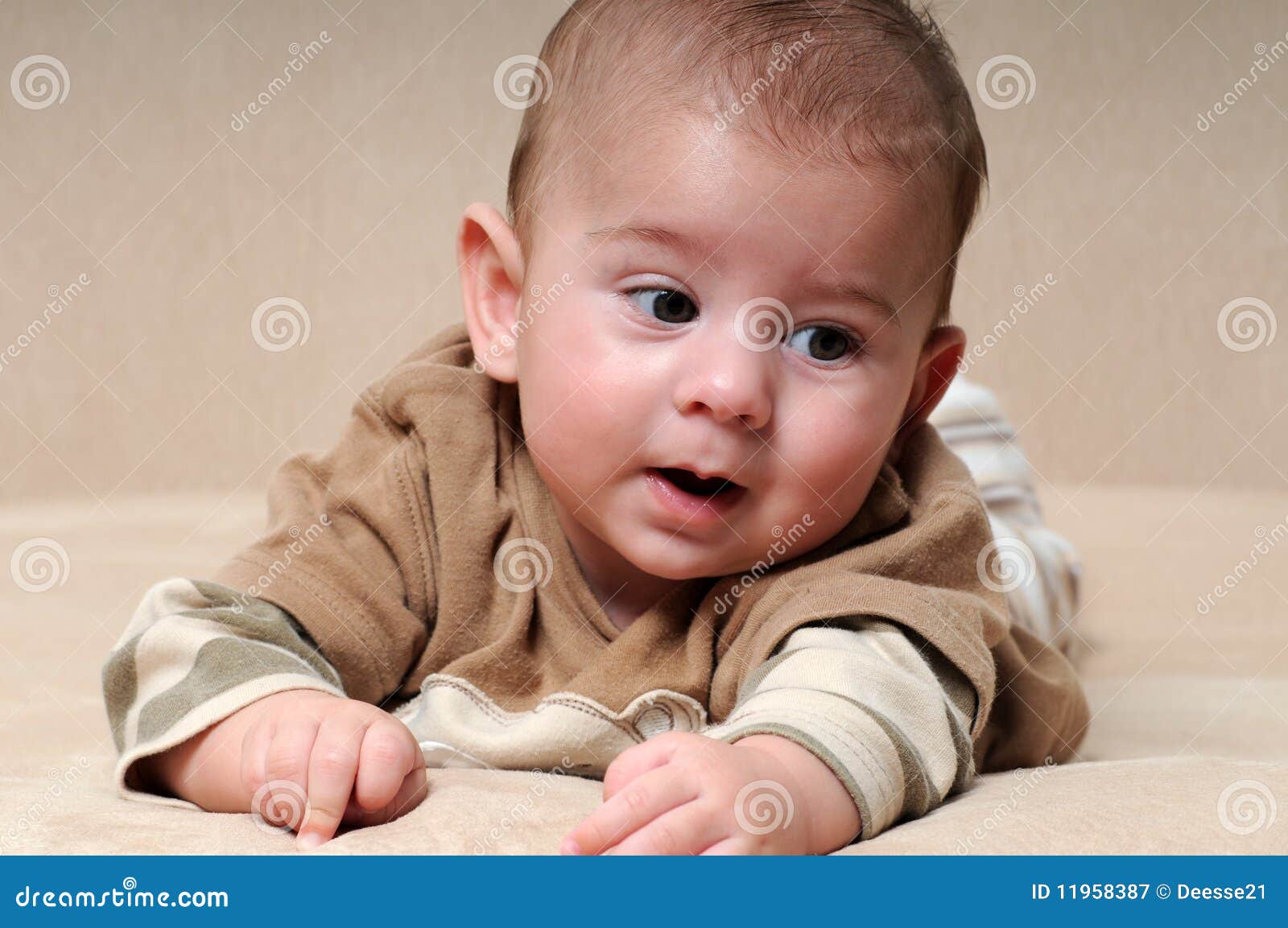 Curios Baby stock image. Image of caucasian, expression - 11958387