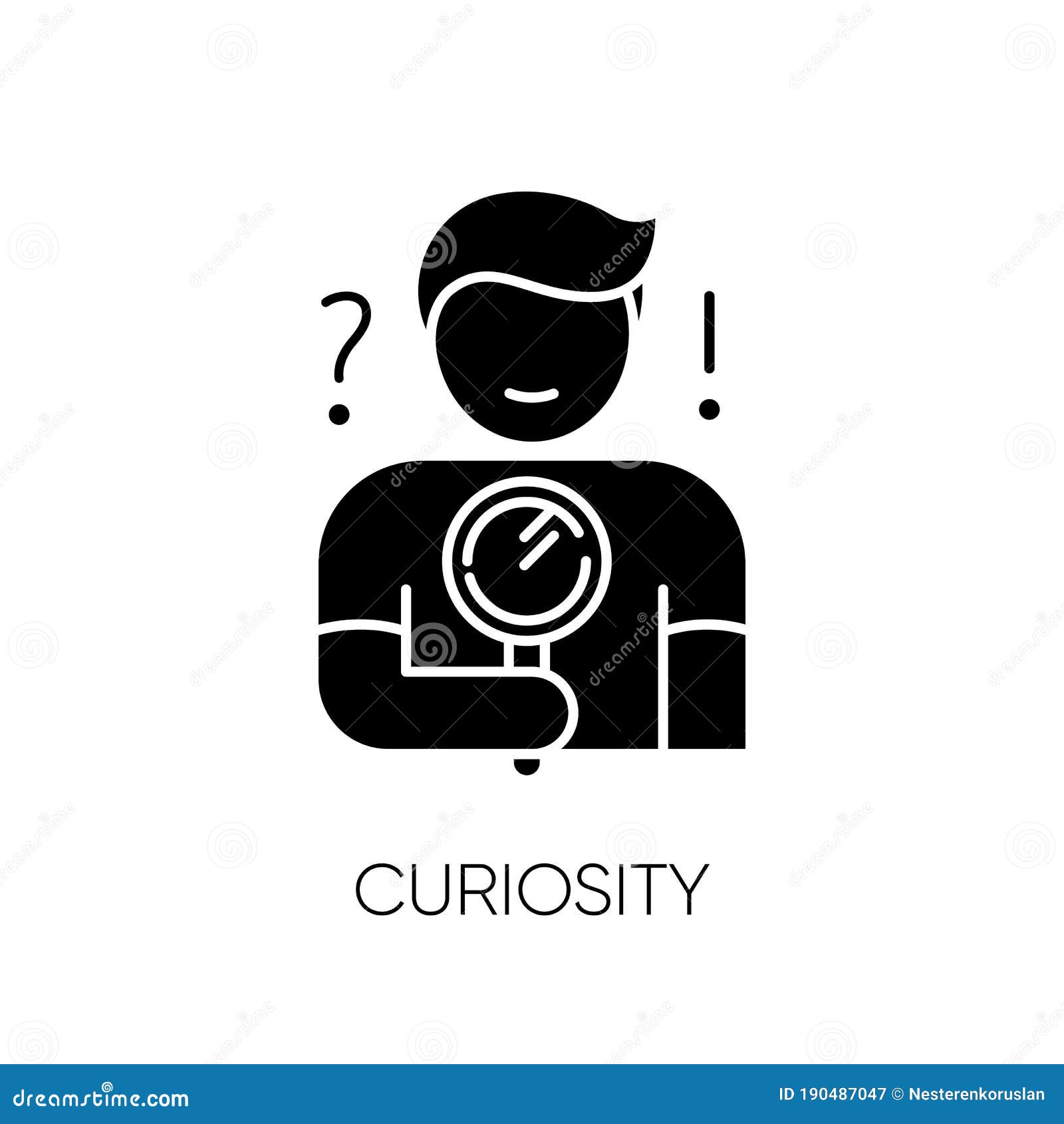 Curiosity black glyph icon stock vector. Illustration of glass - 190487047