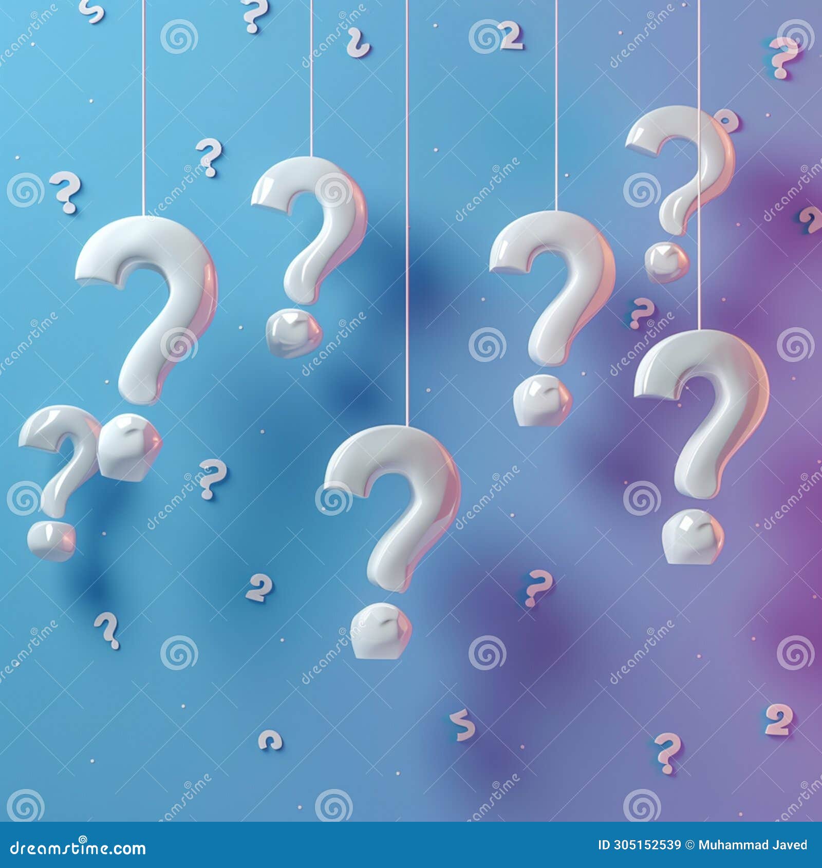 Hanging Question And Answer Concept On Blue Background, Digital ...