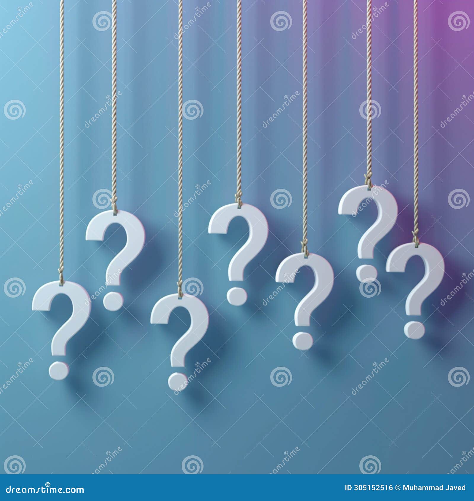 Hanging Question And Answer Concept On Blue Background, Digital ...