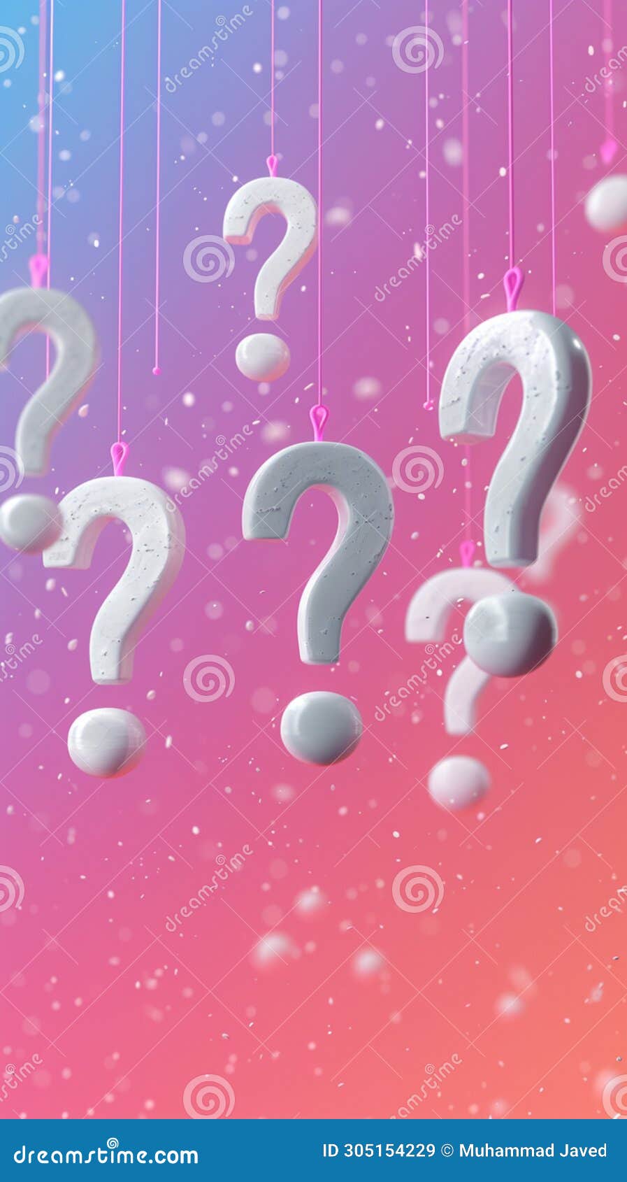 Hanging Question And Answer Concept On Blue Background, Digital ...