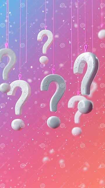 Curiosity Concept Gradient Background with White Hanging Question Marks ...