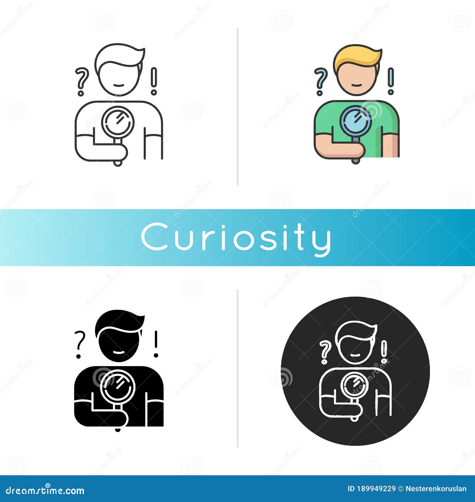 Curiosity icon stock vector. Illustration of design - 189949229