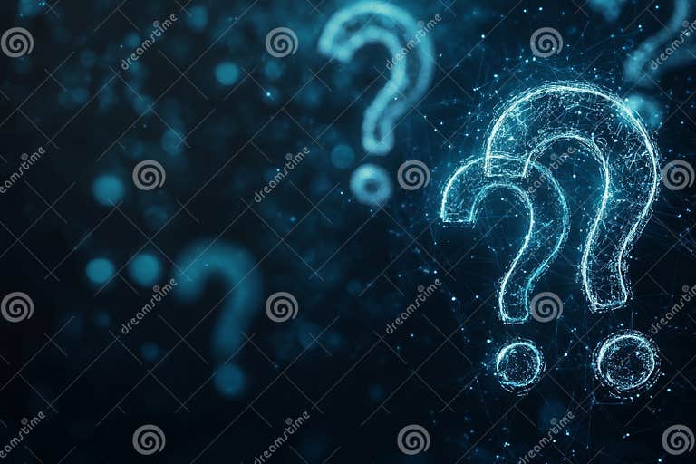 Curiosity and Inquiry Represented by Question Marks on a Dark Blue ...